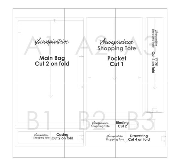 DIY Foldable Shopping Tote Bag with Drawstrings (Free Pattern)